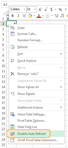 Disable Auto Refresh | OLAP PivotTable Extensions
